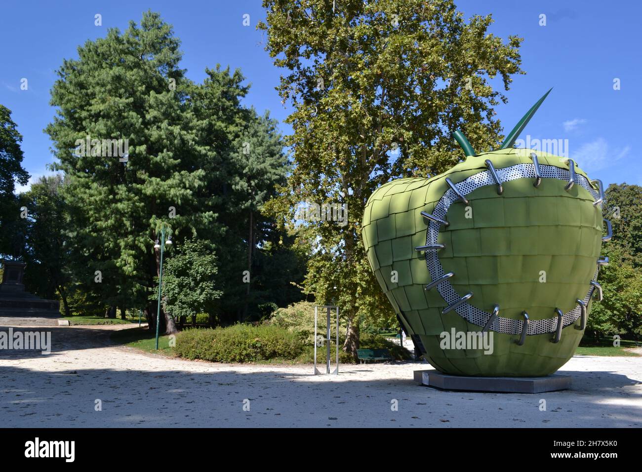 Milan, Italy - September 25, 2015: Green Apple Sculpture "La Mela ...
