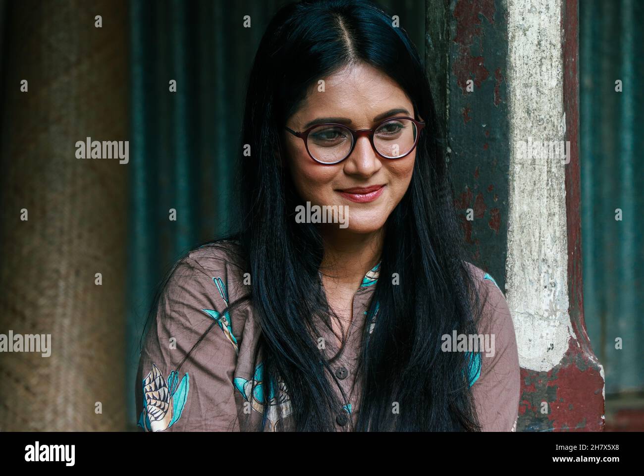 Bangladeshi actress Rafiath Rashid Mithila siting on a film set Stock ...