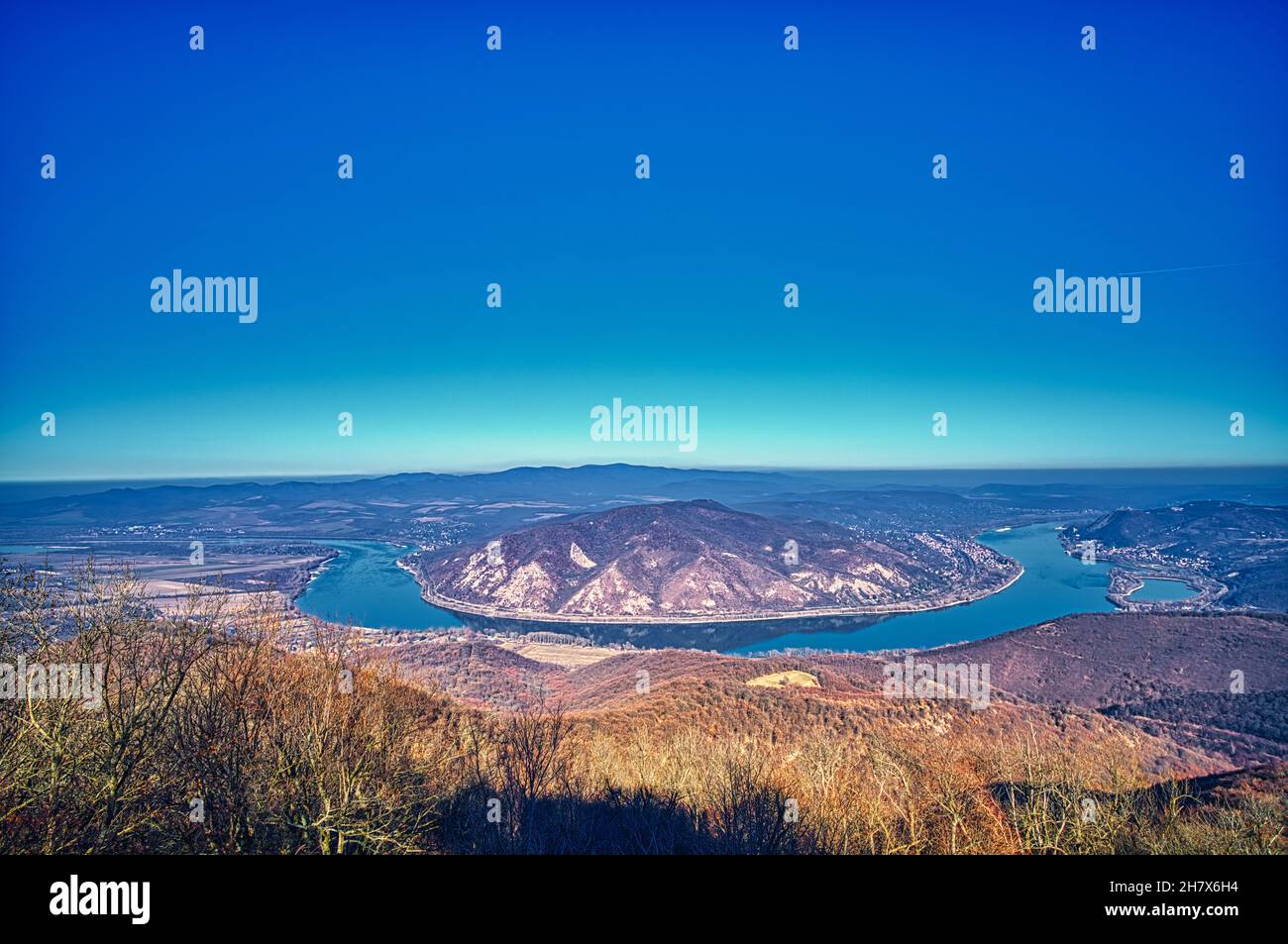 Danube bend from the Pilis Mountain peak Stock Photo - Alamy