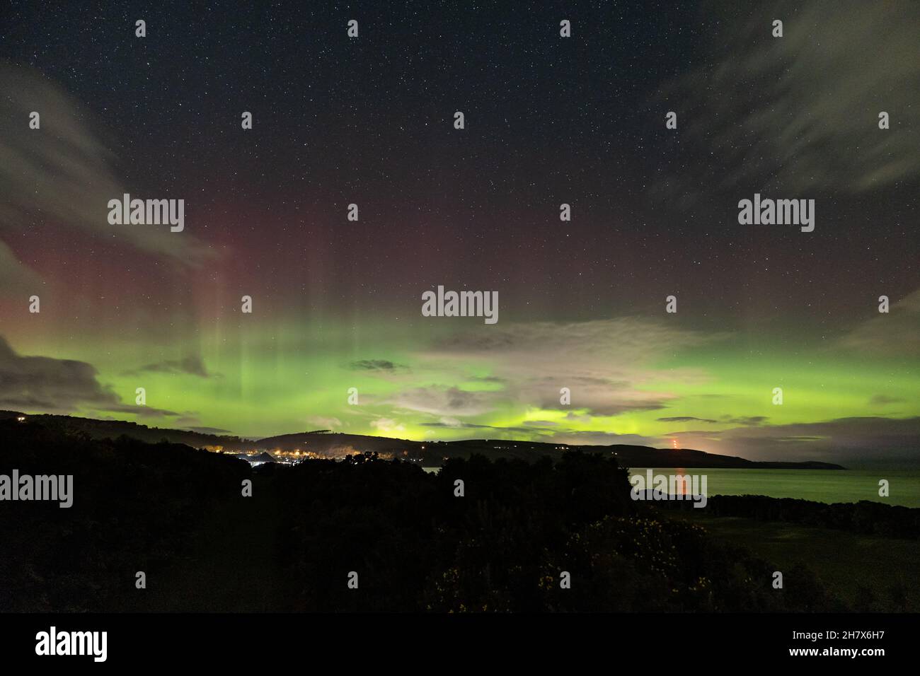 Aurora borealis (Northern Lights) in the skies over the Scottish ...