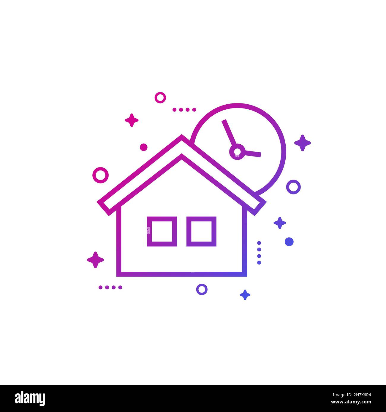 house and time, clock line icon, vector Stock Vector Image & Art - Alamy