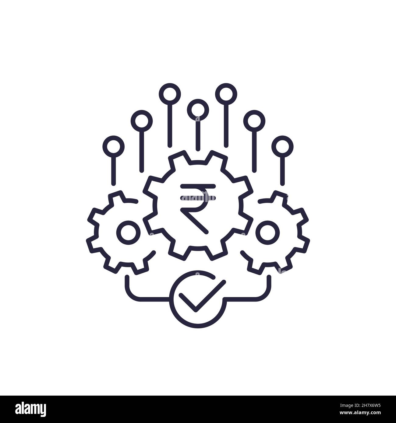 financial operations icon with rupee, line vector Stock Vector Image ...