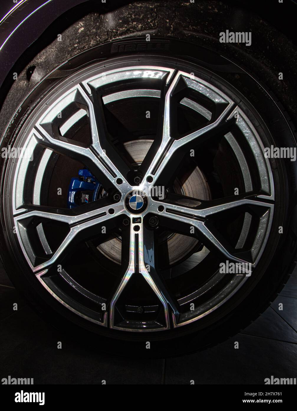 Lviv, Ukraine - October 21, 2020: Wheel brake support of BMW M series ...