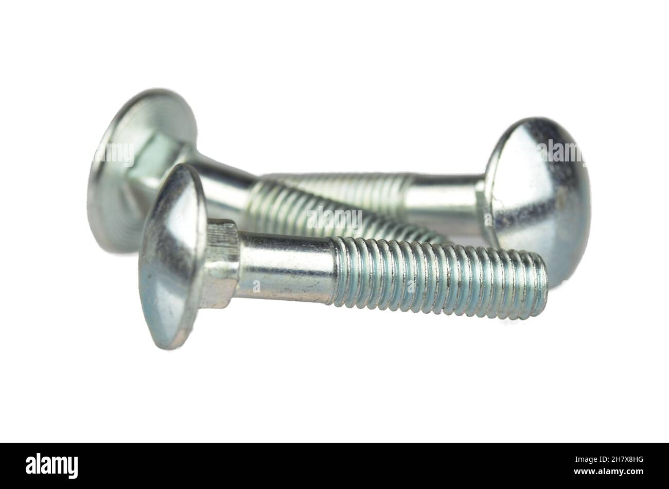 Truss-head bolts, isolated on white background Stock Photo - Alamy