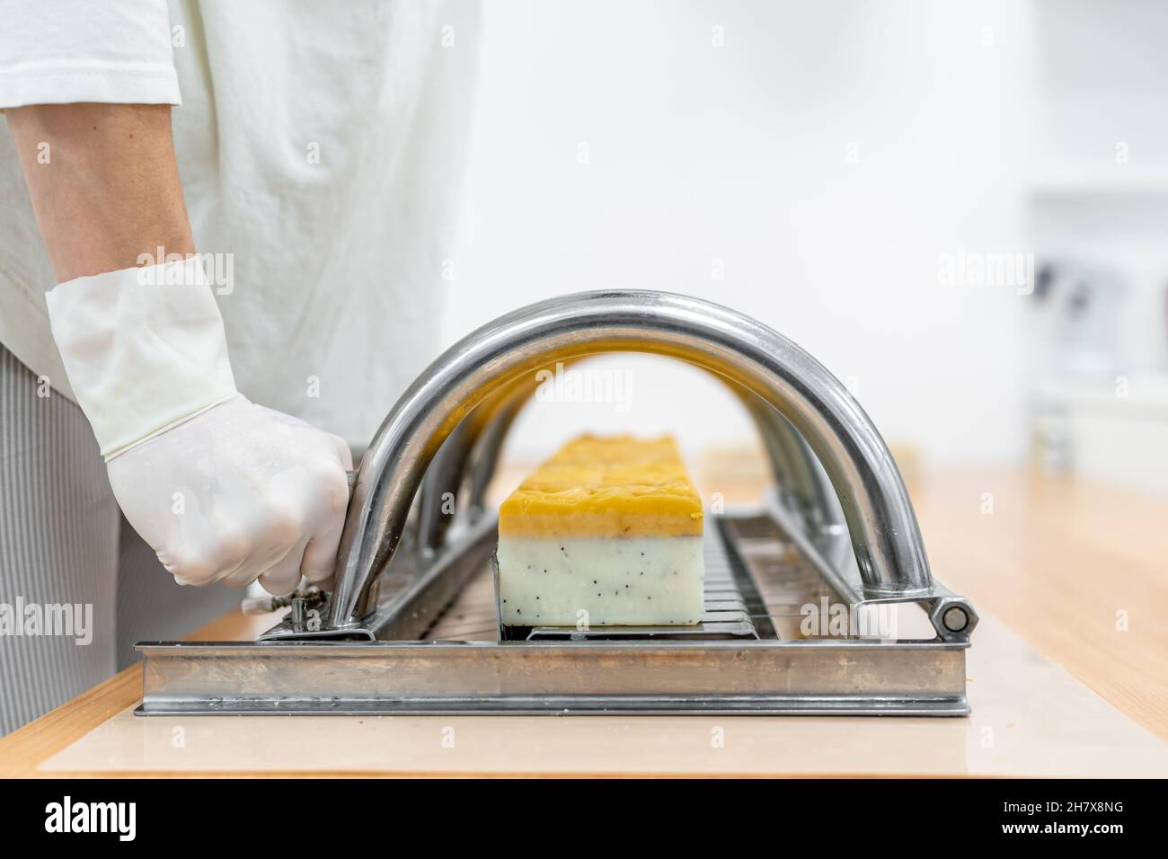 sliced soap. manual production of natural organic cosmetics Stock Photo ...