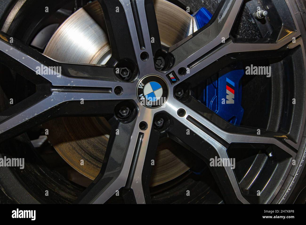 Lviv, Ukraine - October 21, 2020: Wheel brake support of BMW M series ...