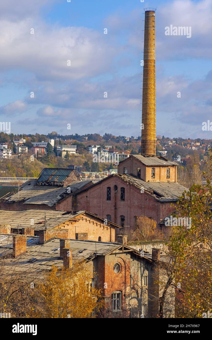 Big Chimney at Abandoned Sugar Factory Complex Belgrade Stock Photo - Alamy
