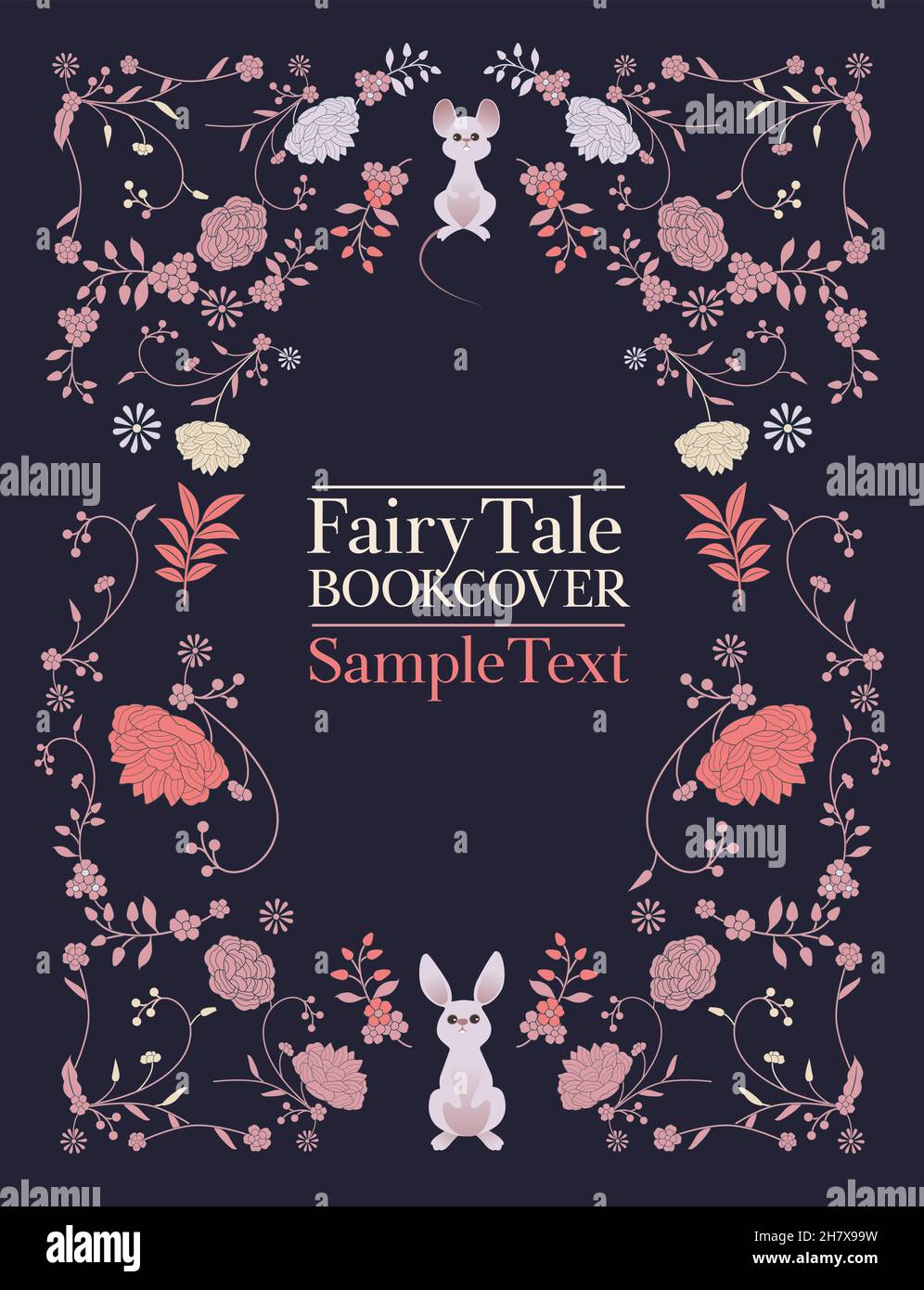 Ornamental frame of flowers and animals for fables and fairy tales ...