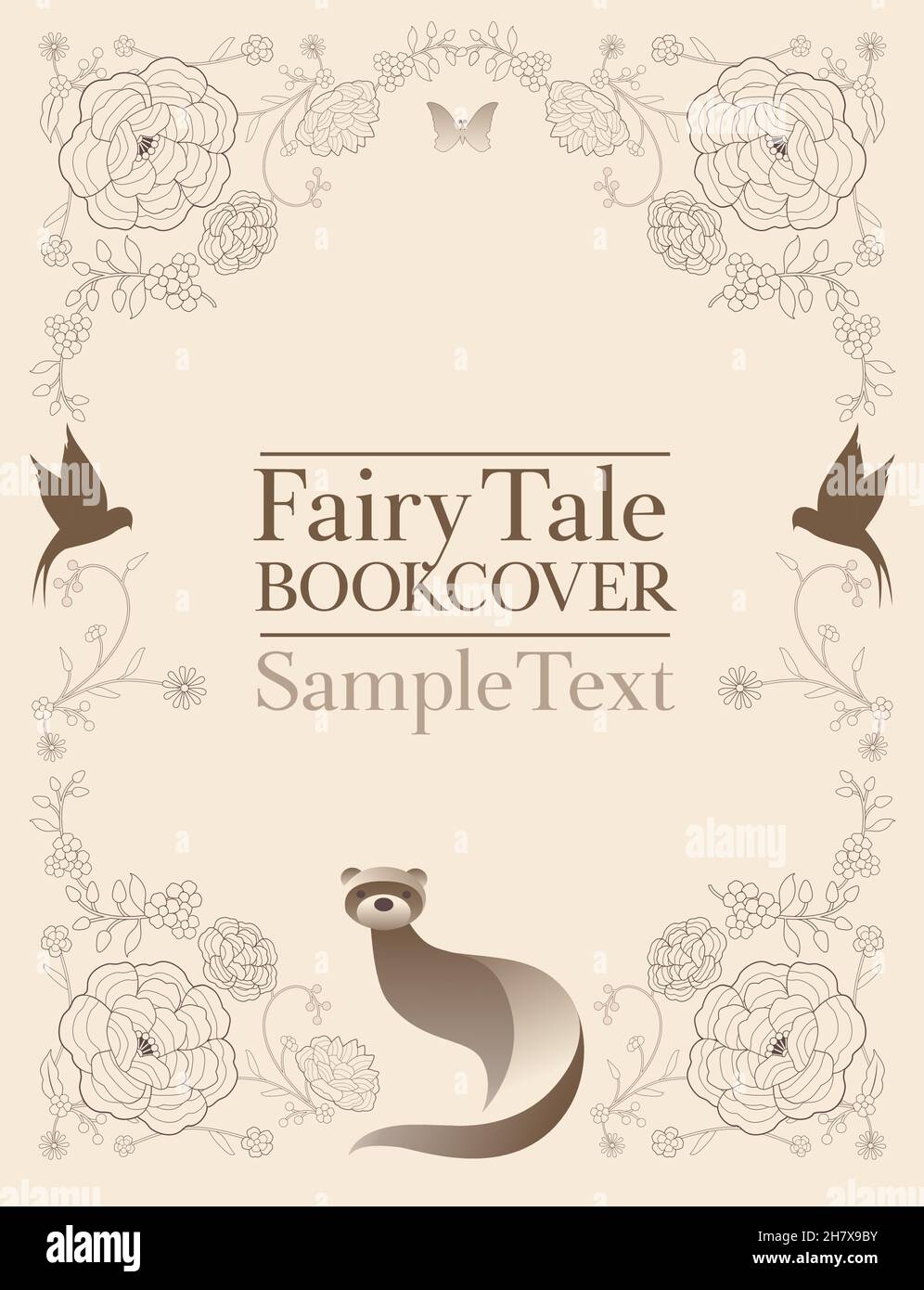 Ornamental frame of flowers and animals for fables and fairy tales ...