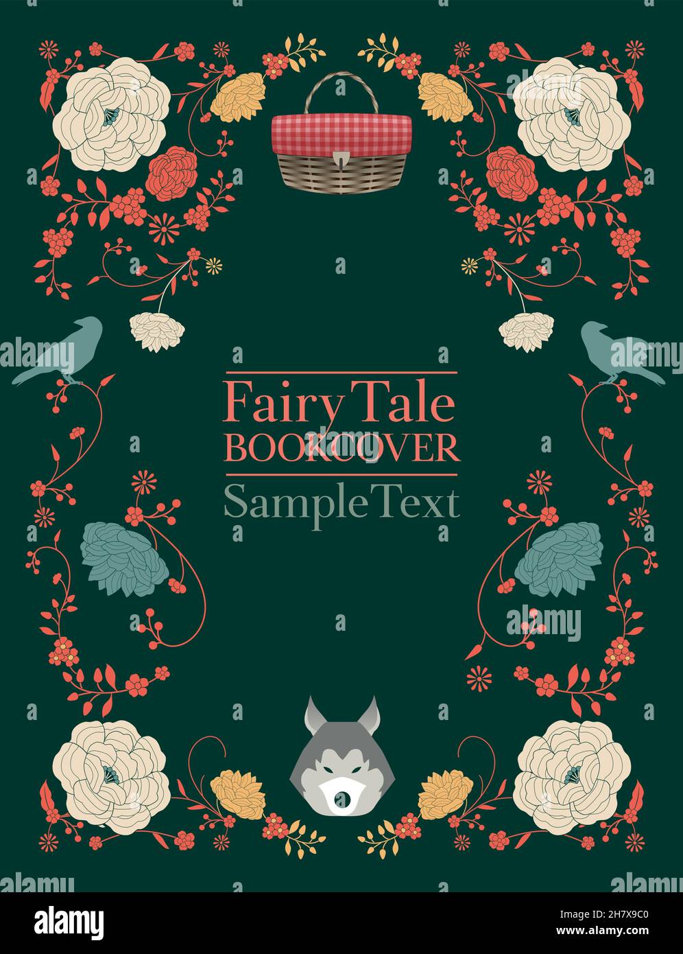 Ornamental frame of flowers and animals for fables and fairy tales ...