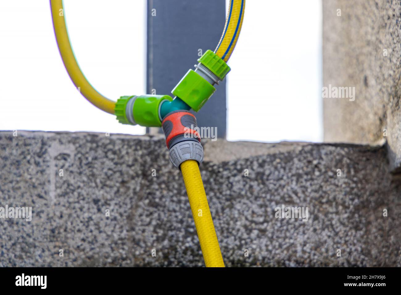 Water Hose Three Way Connector Plastic Splitter Stock Photo - Alamy