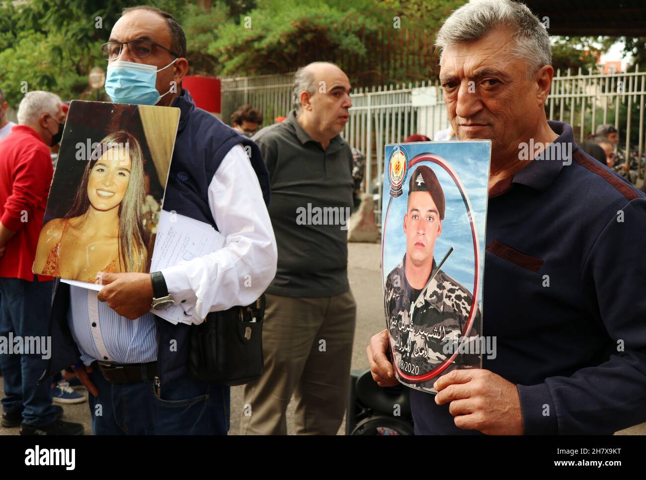 Beirut, Lebanon. 25th Nov, 2021. Families of Port Blast's victims show ...