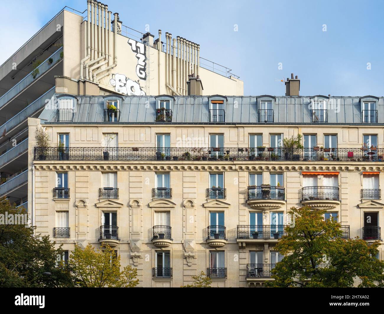 Paris, France - November 14th 2021: Contrasting architecture - a ...