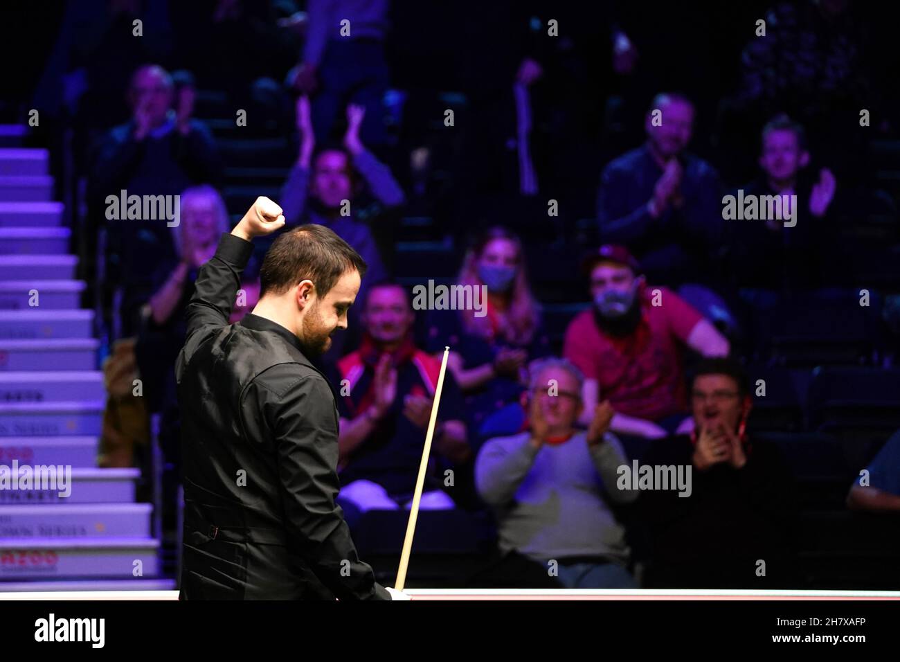 John Astley celebrates after beating Neil Robertson during day three of ...