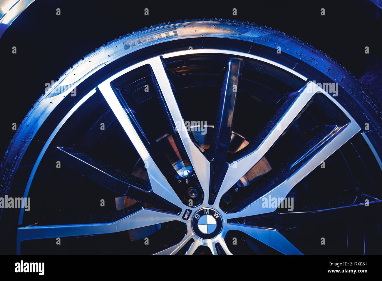 Lviv, Ukraine - October 21, 2020: Wheel brake support of BMW M series ...