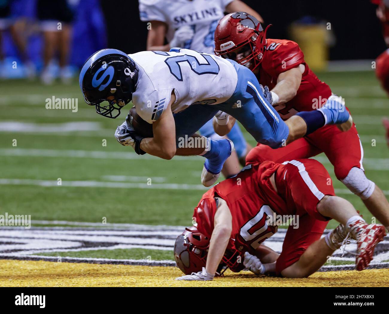 Football action with Skyline vs Sandpoint High School at the Idaho ...