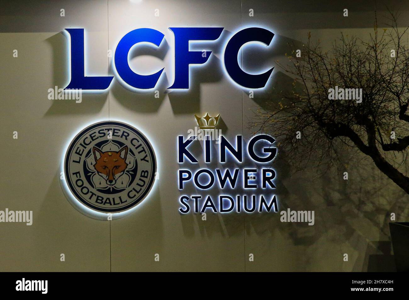 External signage outside the King Power stadium Stock Photo - Alamy