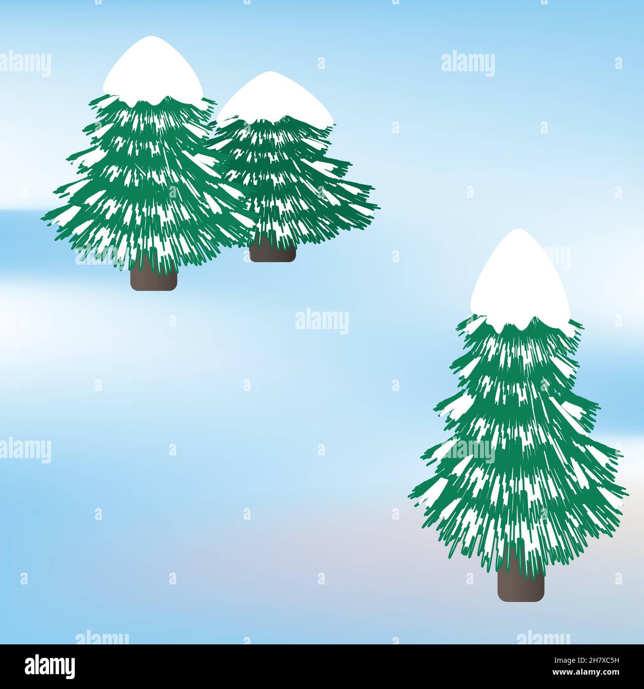 Christmas trees are covered with snow. winter landscape. vector ...