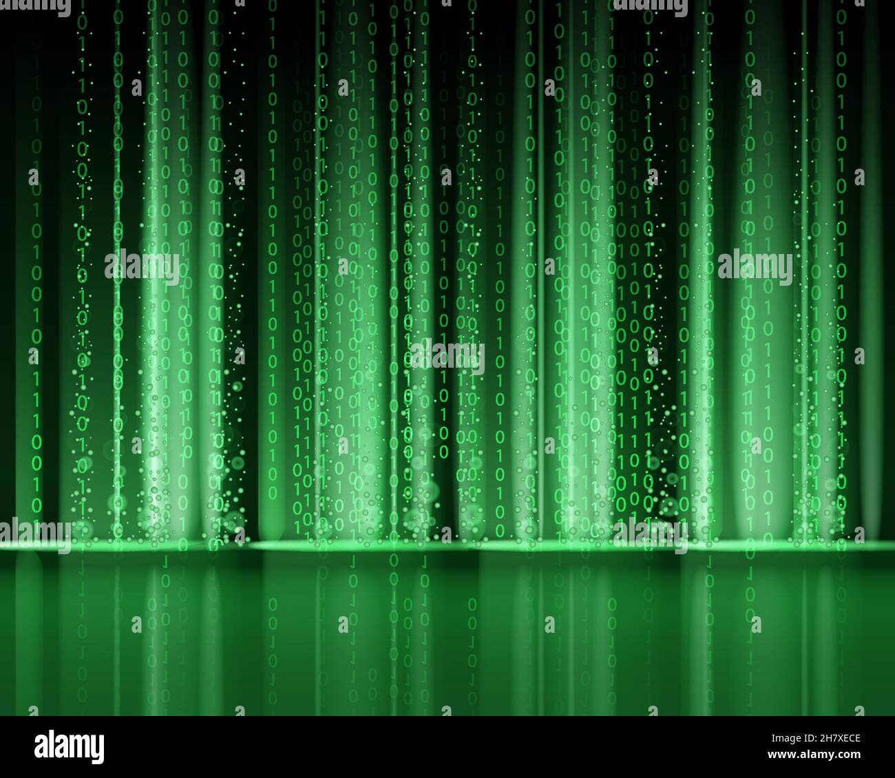 Technology Binary Abstract Background Matrix Style Green Color Falling Numbers Digital 6142
