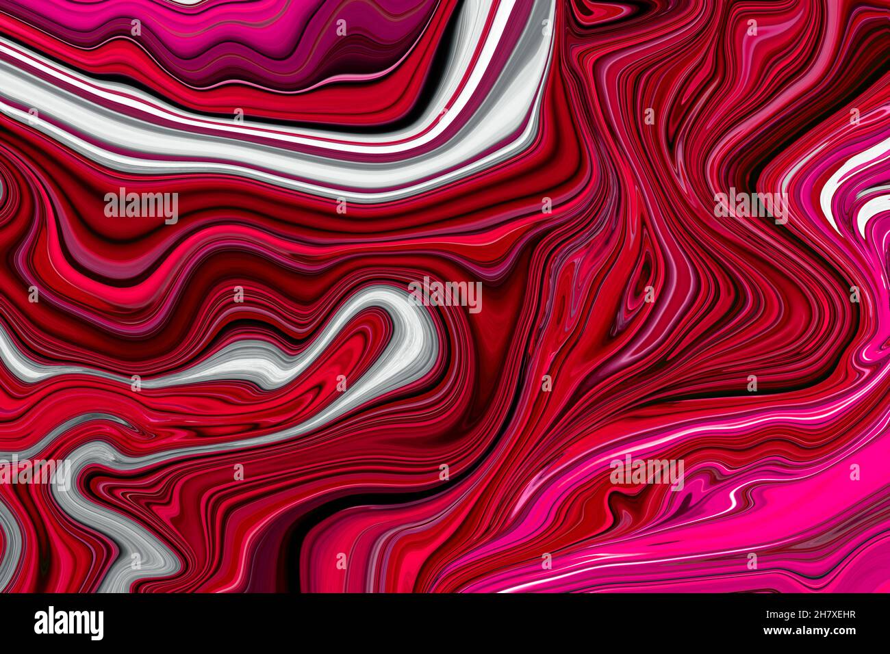 Fluid art. Marble ink colorful. Red and Pink marble pattern texture ...