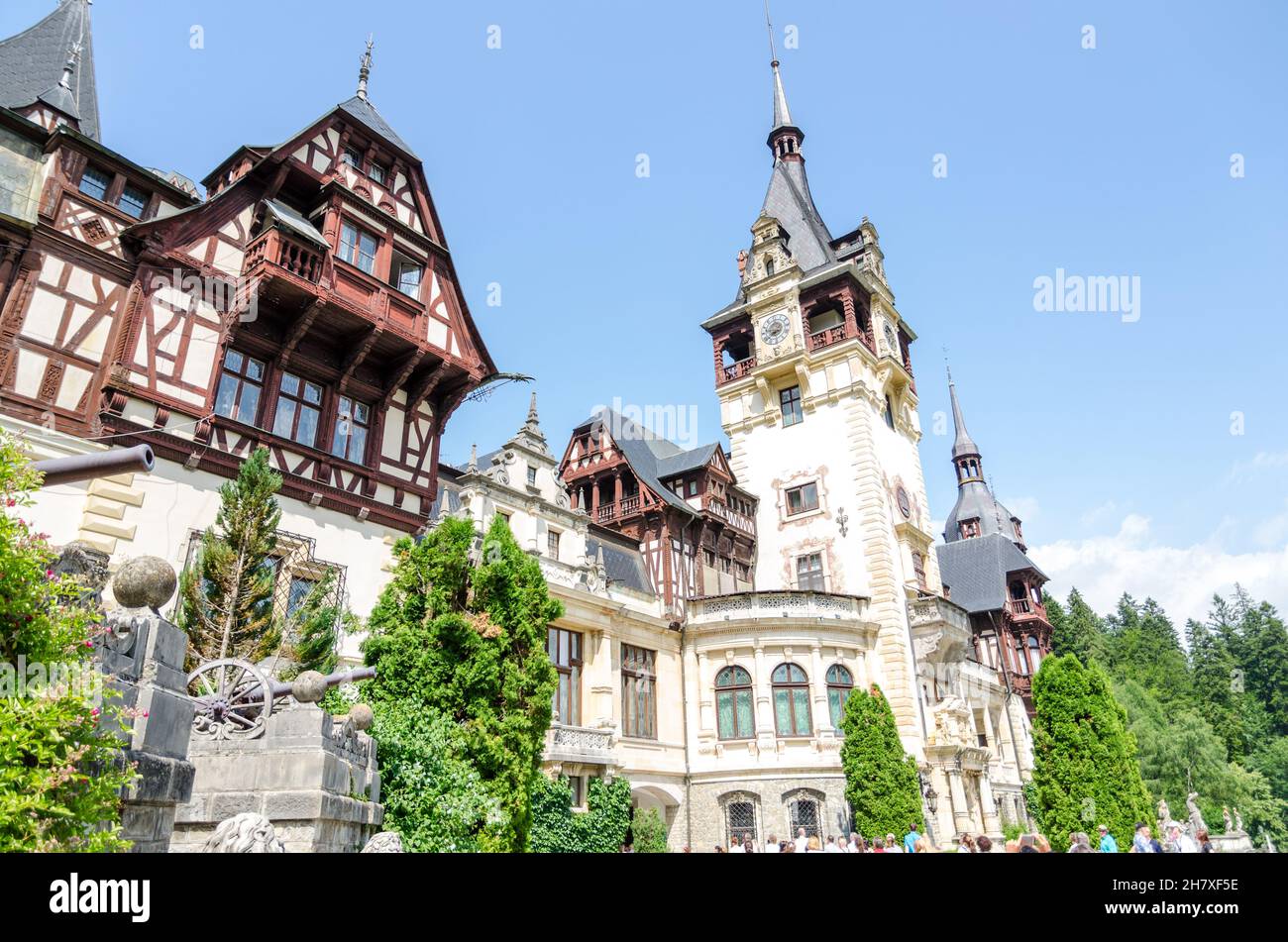 Peles Castle, Romania. Beautiful famous royal castle and ornamental ...