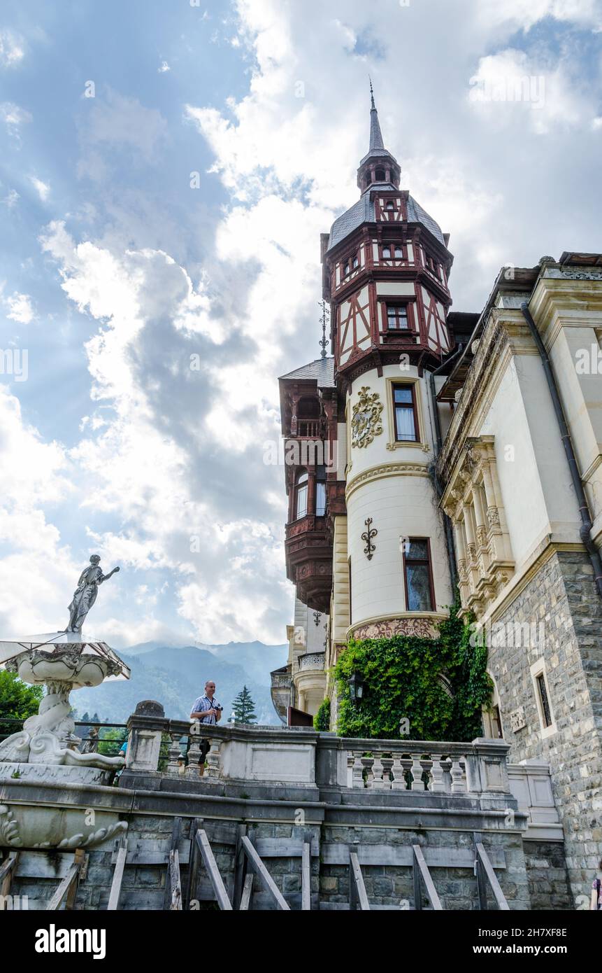 Peles Castle, Romania. Beautiful famous royal castle and ornamental ...