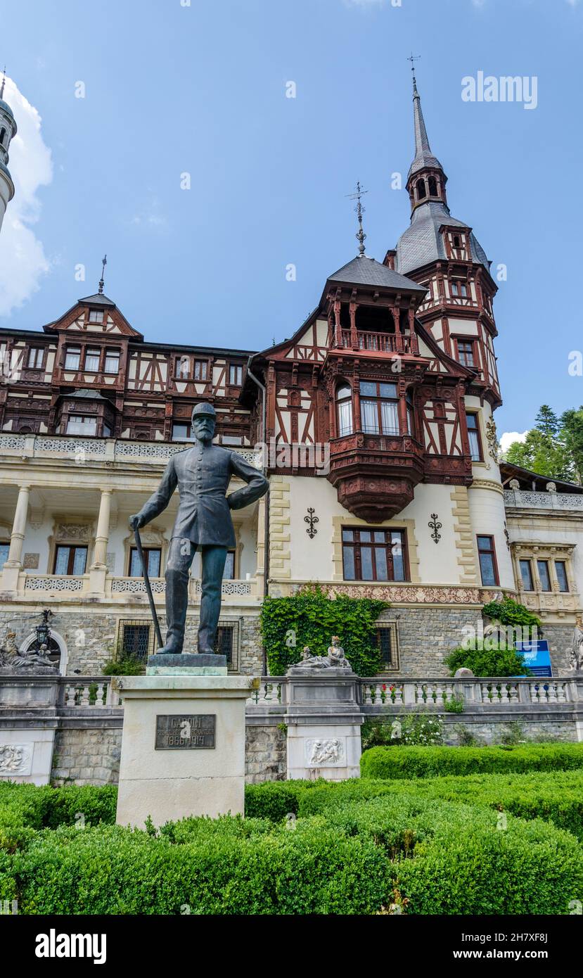 Peles Castle, Romania. Beautiful famous royal castle and ornamental ...