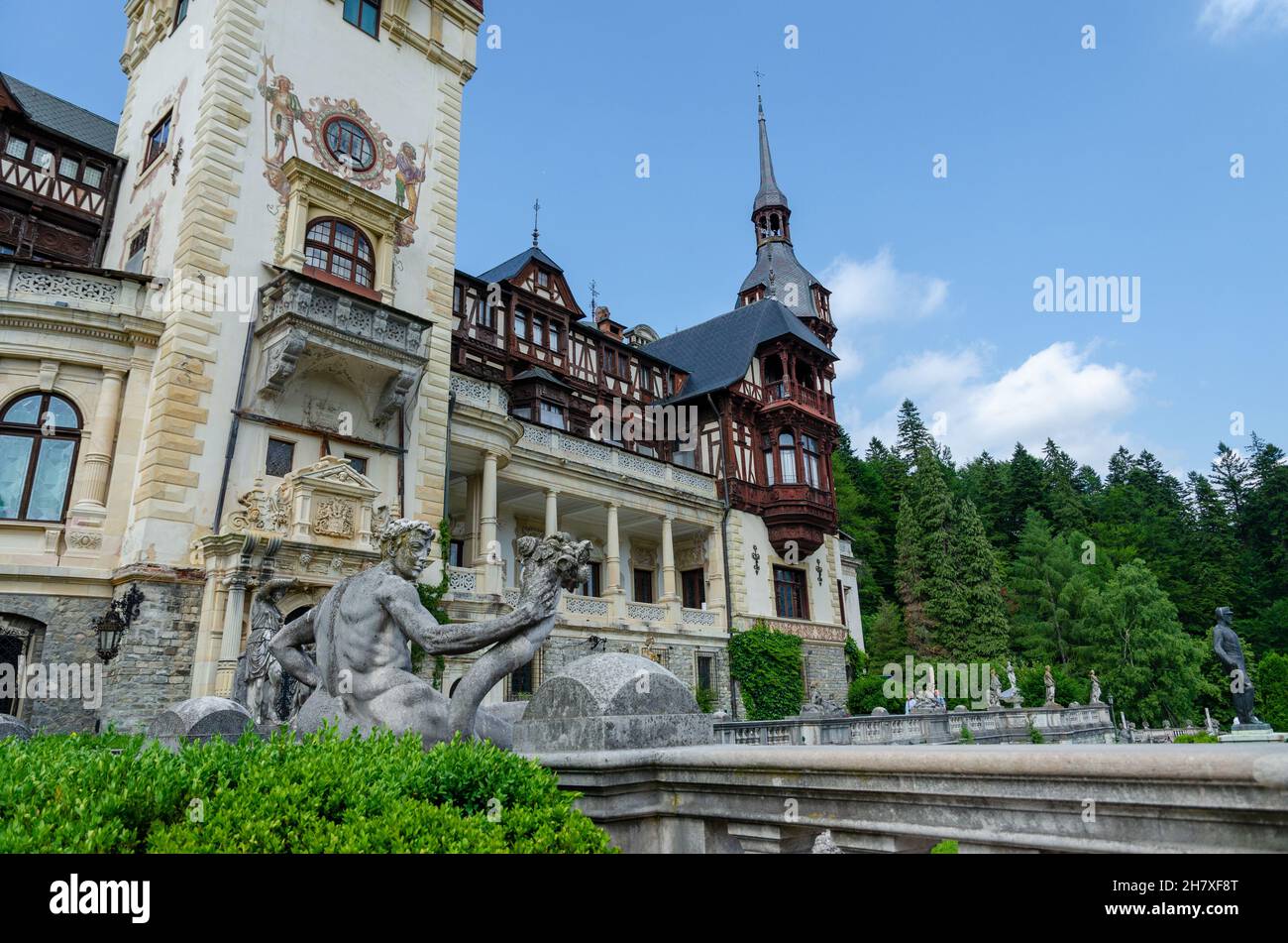 Peles Castle, Romania. Beautiful famous royal castle and ornamental ...