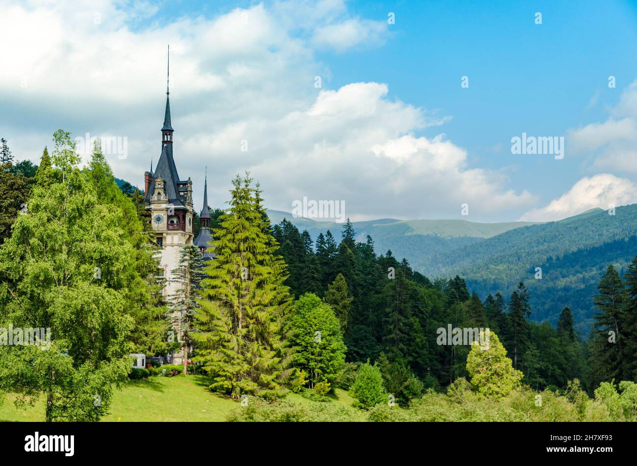 Peles Castle, Romania. Beautiful famous royal castle and ornamental ...