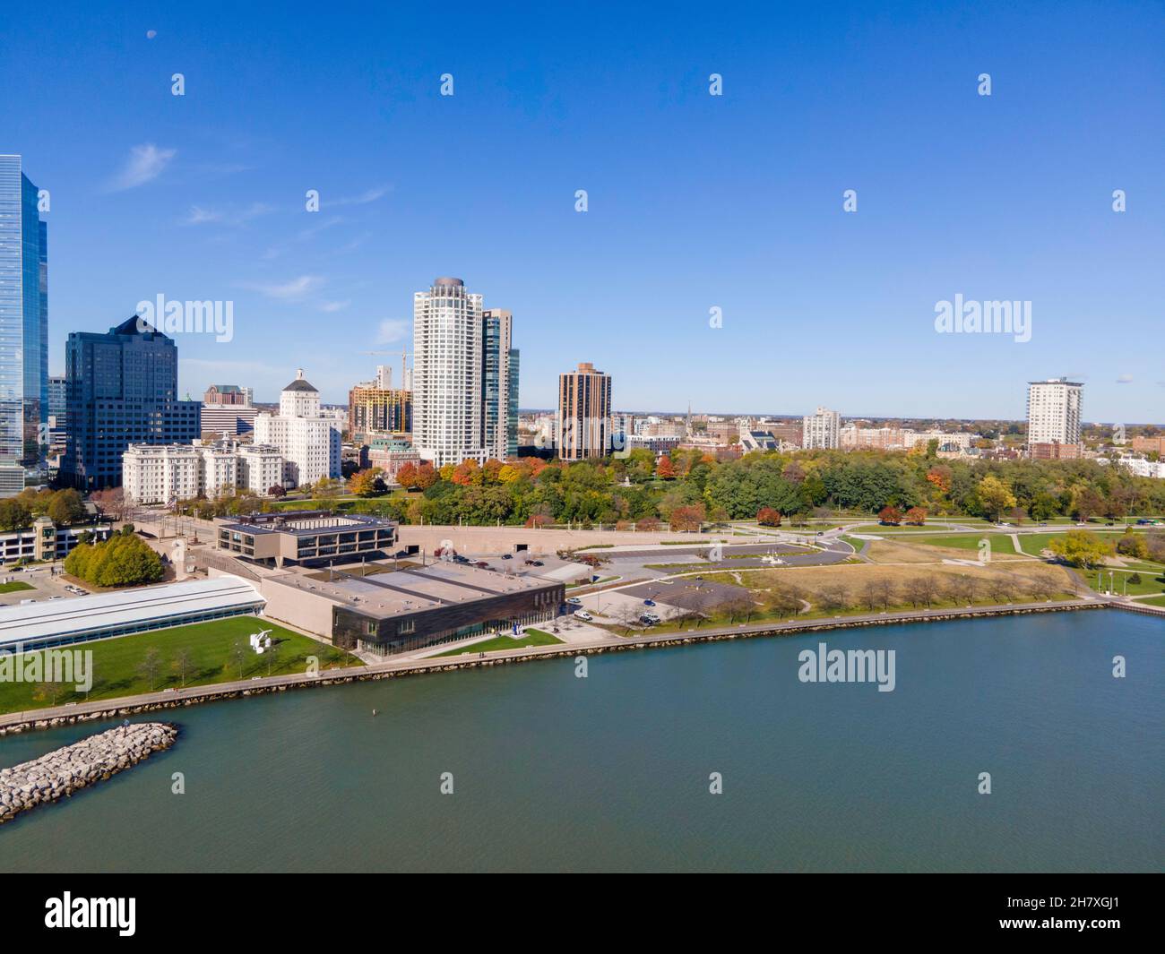 Aerial view of Milwaukee Art Museum; Milwaukee, Wisconsin, USA Stock ...