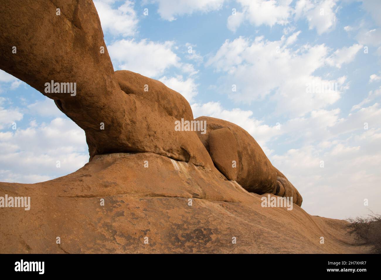 Scenic natural view of a stone natural arch seen from below. Damaraland ...
