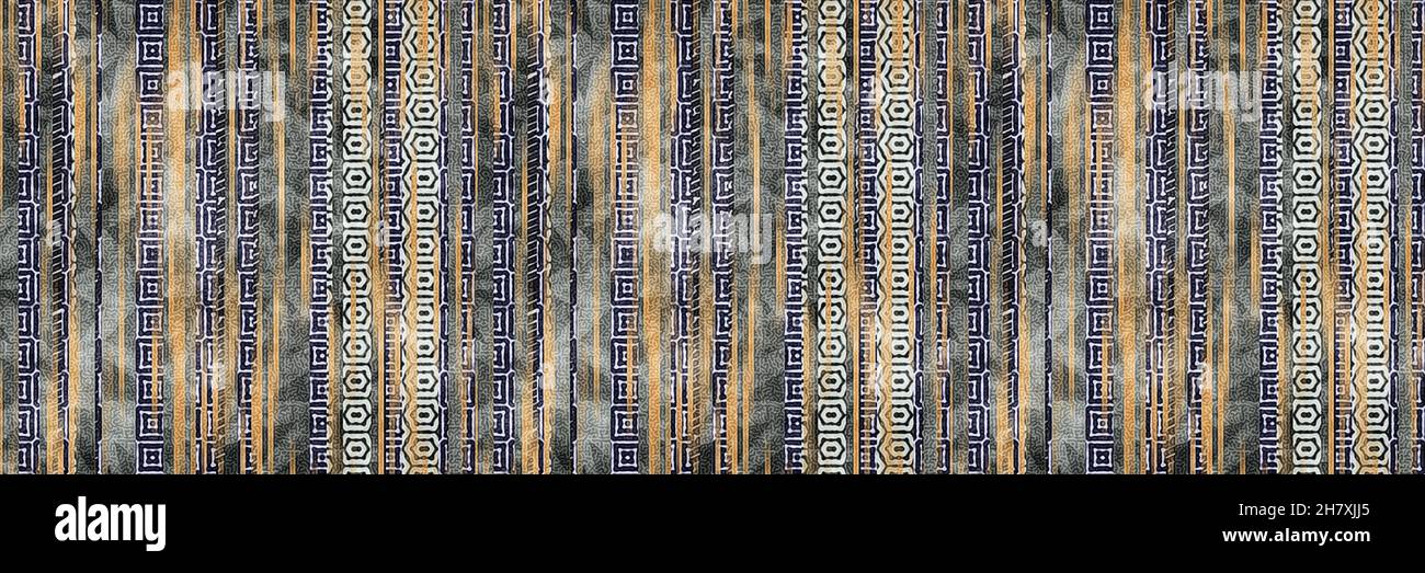 Seamless tribal ethnic stripe grungy border surface pattern design for ...