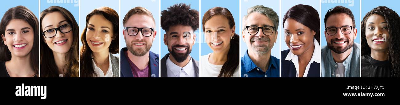 Group Of People Photo Collage. Different Faces Headshots Stock Photo ...