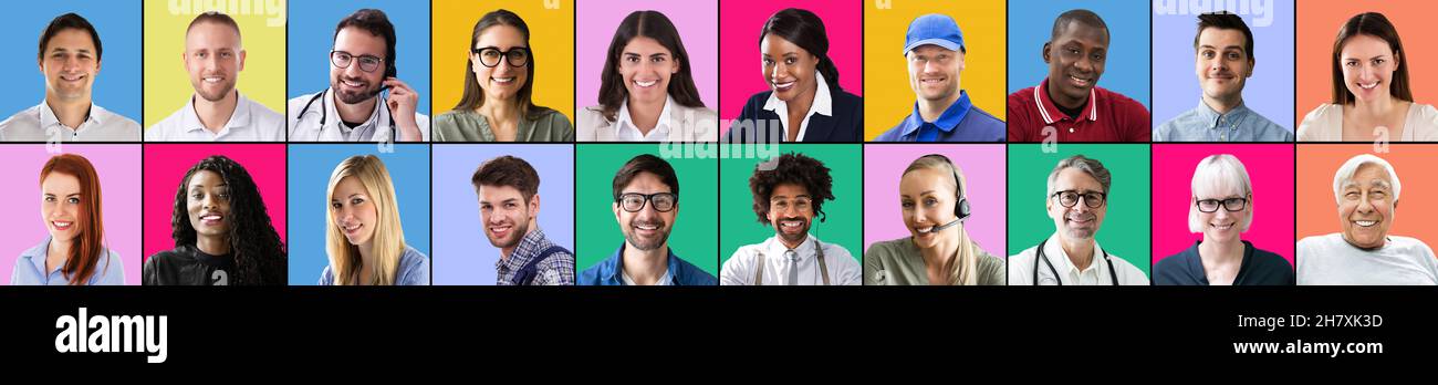 Multiethnic Faces Variation Collage. Mixed Adult People Stock Photo - Alamy
