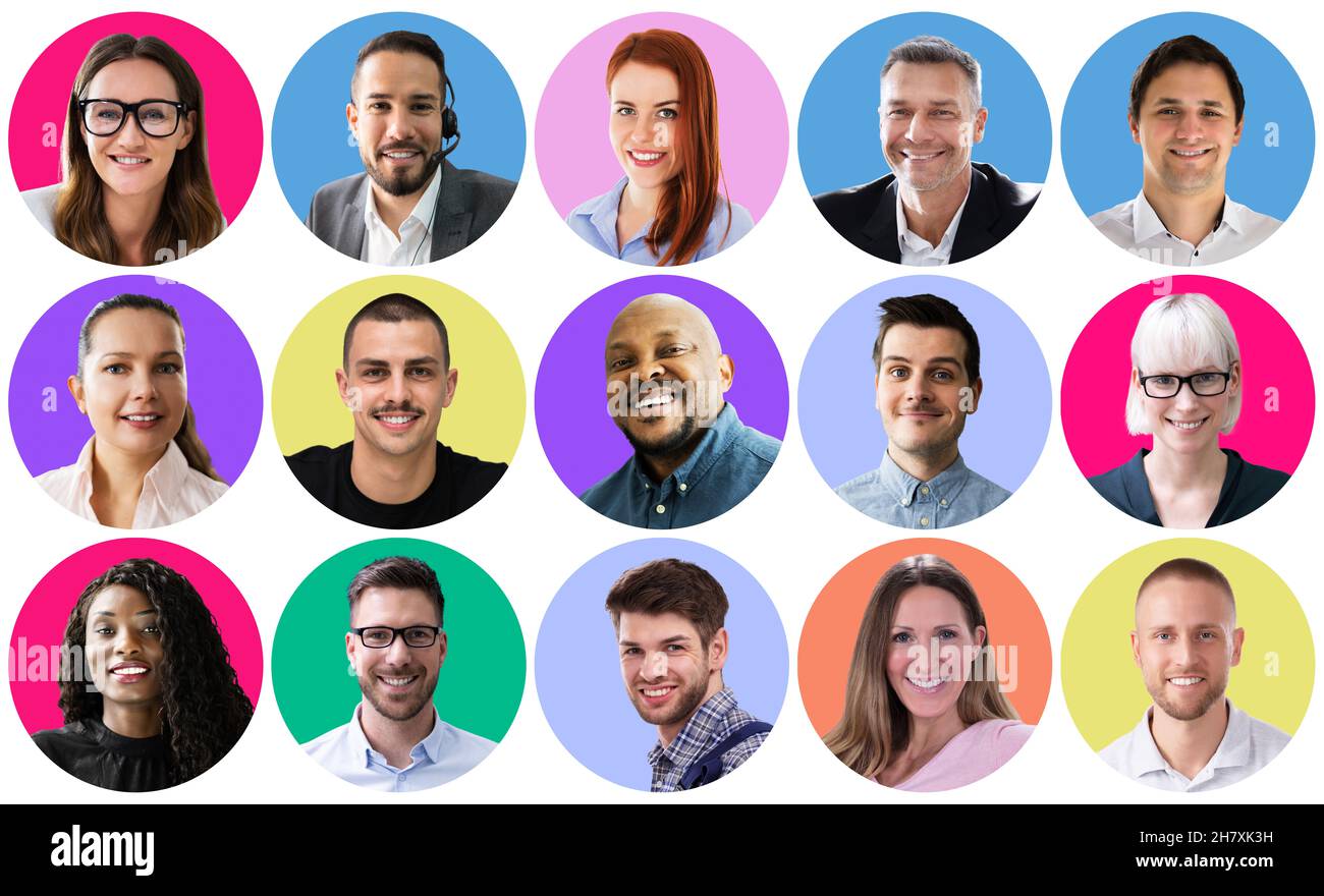 People Face Headshot Collage. Diverse Avatar Portraits Stock Photo - Alamy