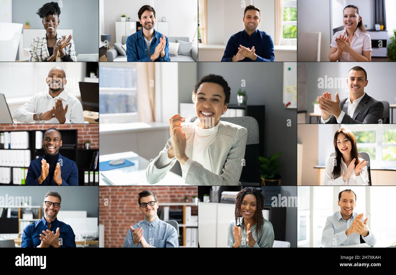 People Applause In Video Conference Call. Promotion Vote Stock Photo ...