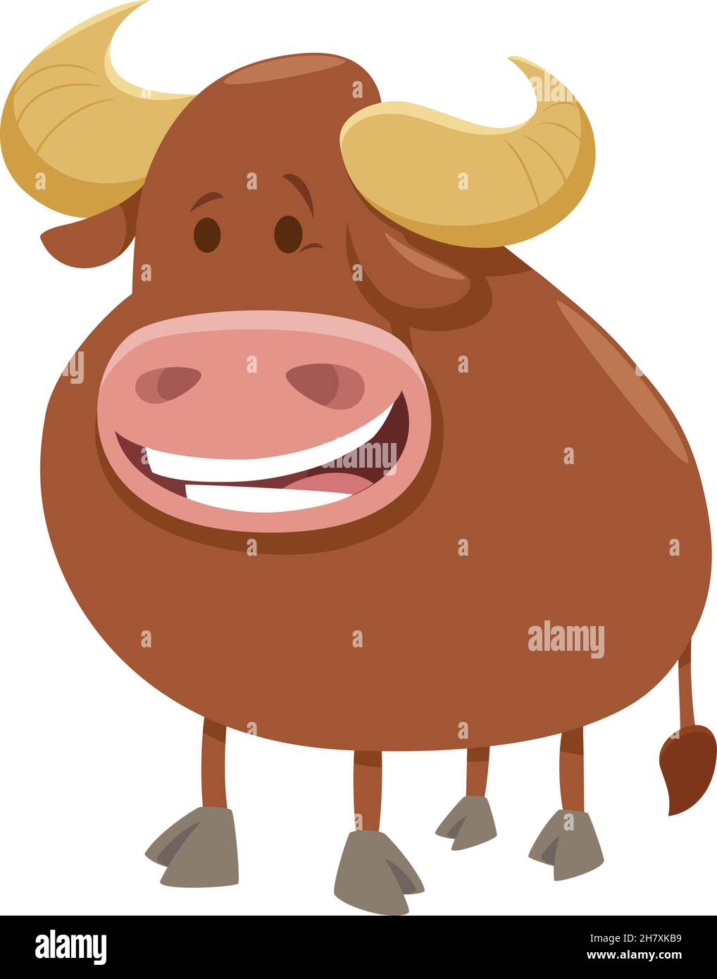 Cartoon illustration of funny bull farm animal character Stock Vector ...