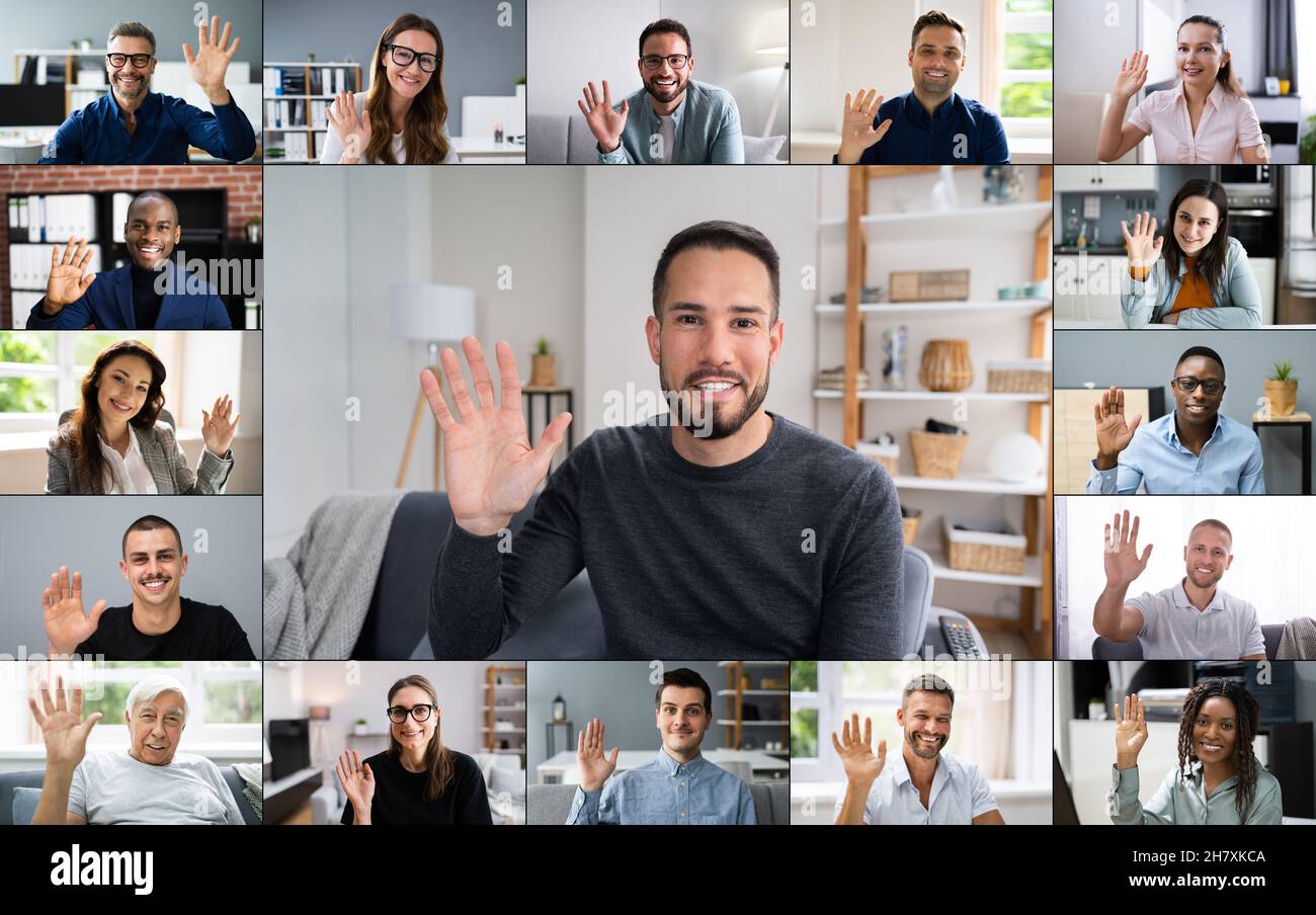 Online Video Conference Meeting Group Call Screen Stock Photo - Alamy