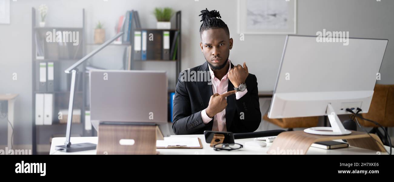 African American Business Men With Deadline Schedule Pressure In Stress ...