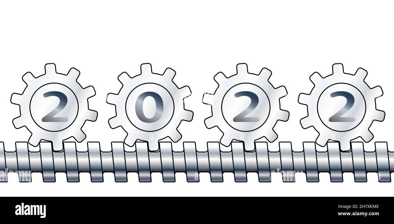 Illustration of the abstract gears and 2022 New Year number Stock Vector Image & Art - Alamy