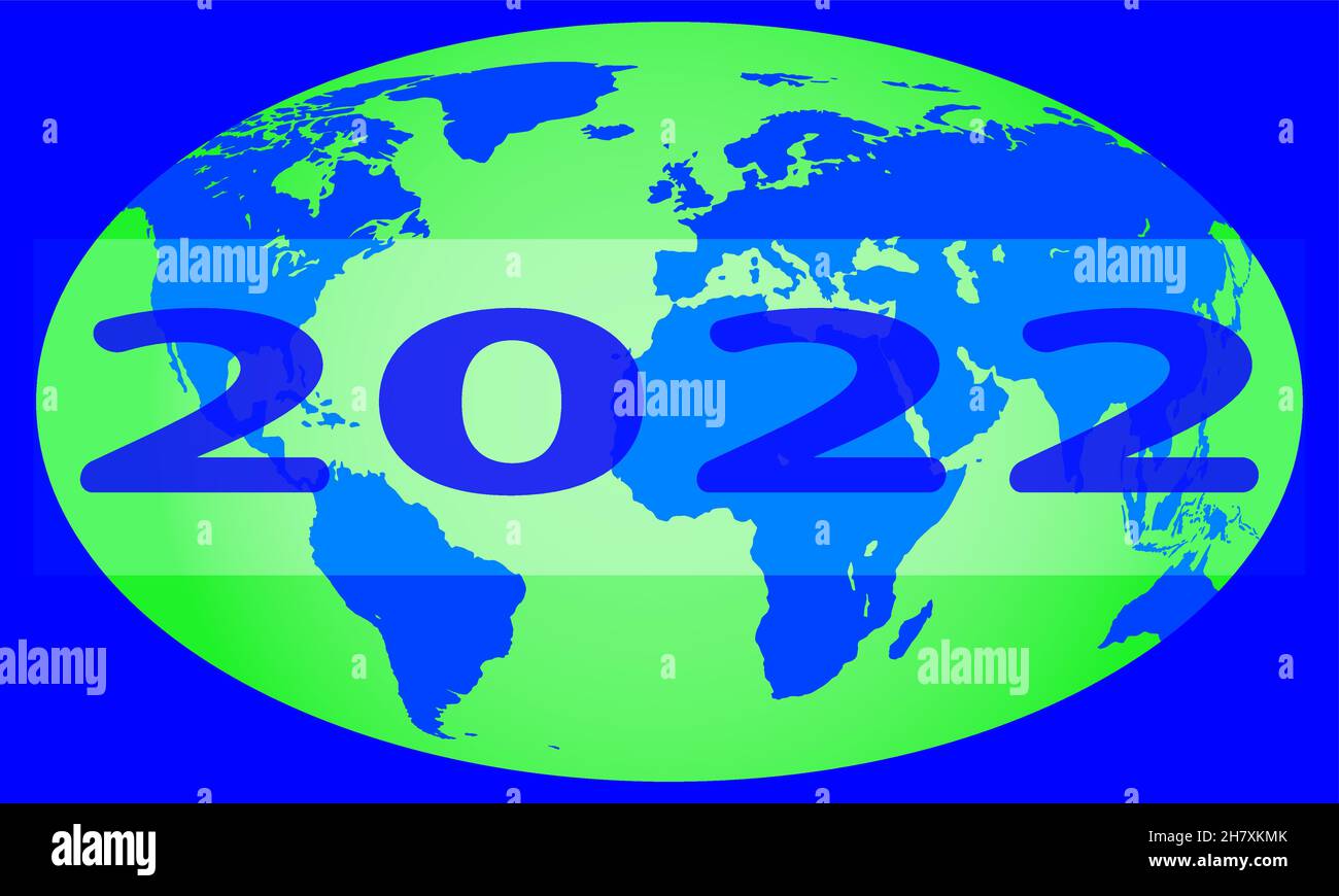 Globe and 2022 New Year text. Elements of this image furnished by NASA ...