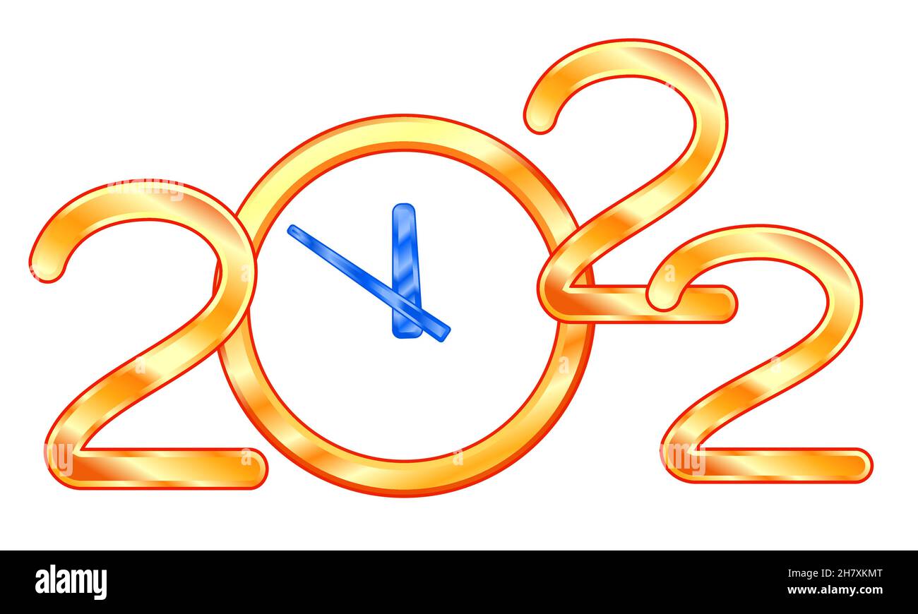 Concept illustration of the abstract clock and 2022 New Year lettering ...