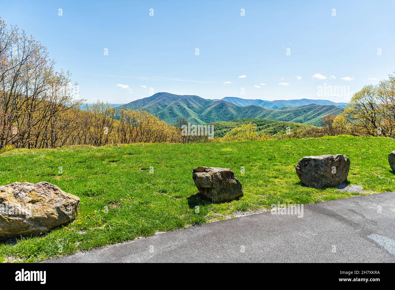 Blue ridge parkway Wintergreen resort town mountains in spring ...