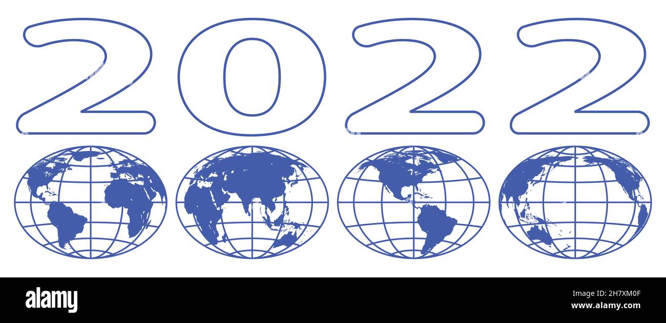 Globes and 2022 New Year lettering. Elements of this image furnished by ...