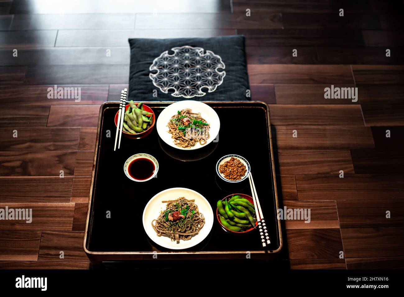 Traditional Japanese restaurant ryokan kaiseki with food dish of boiled ...