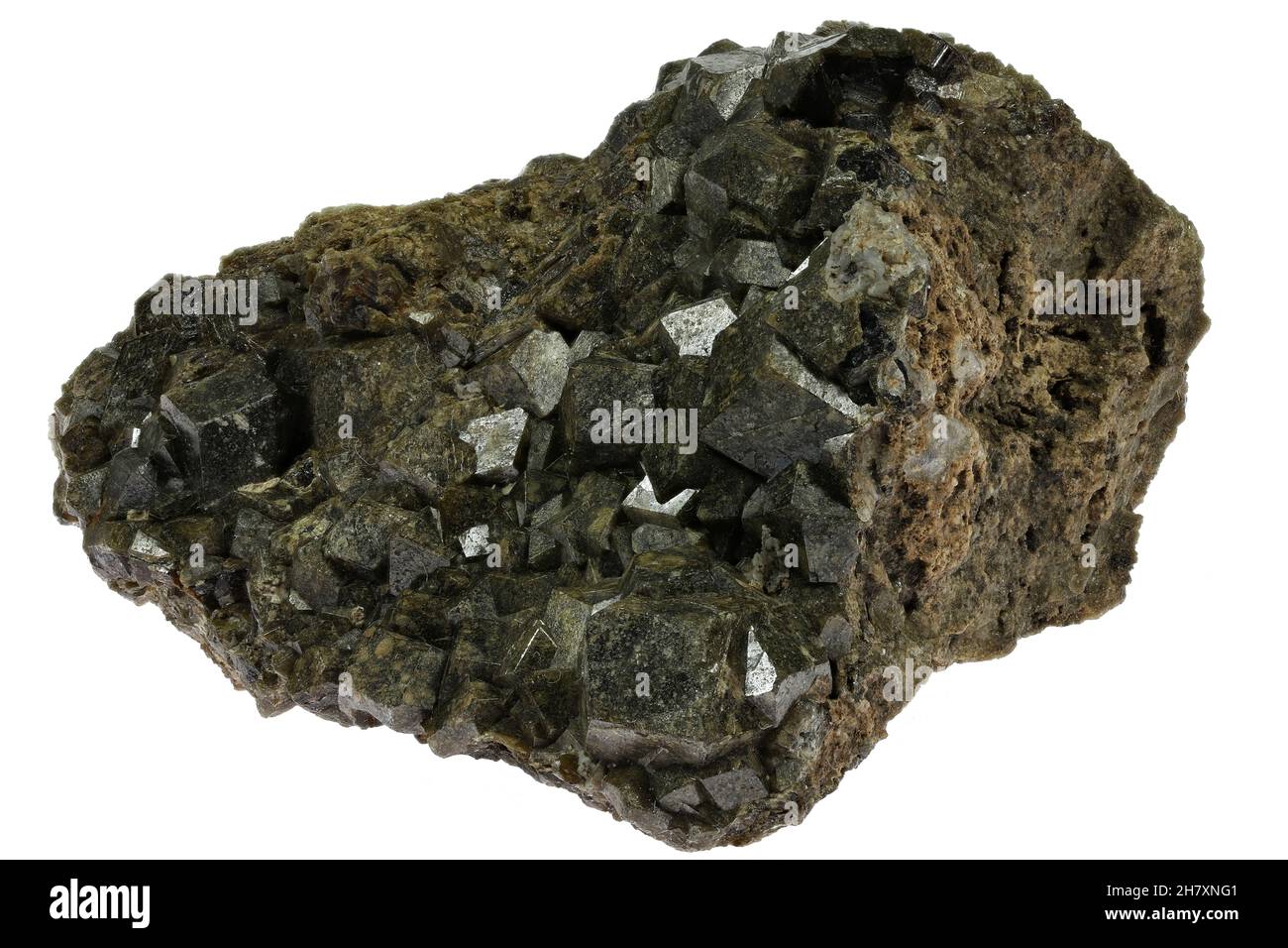 andradite from Concepcion del Oro, Zacatecas, Mexico isolated on white ...