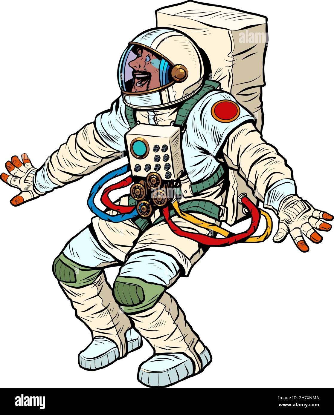 A joyful surprised astronaut, Human positive emotions. Funny pose Stock ...