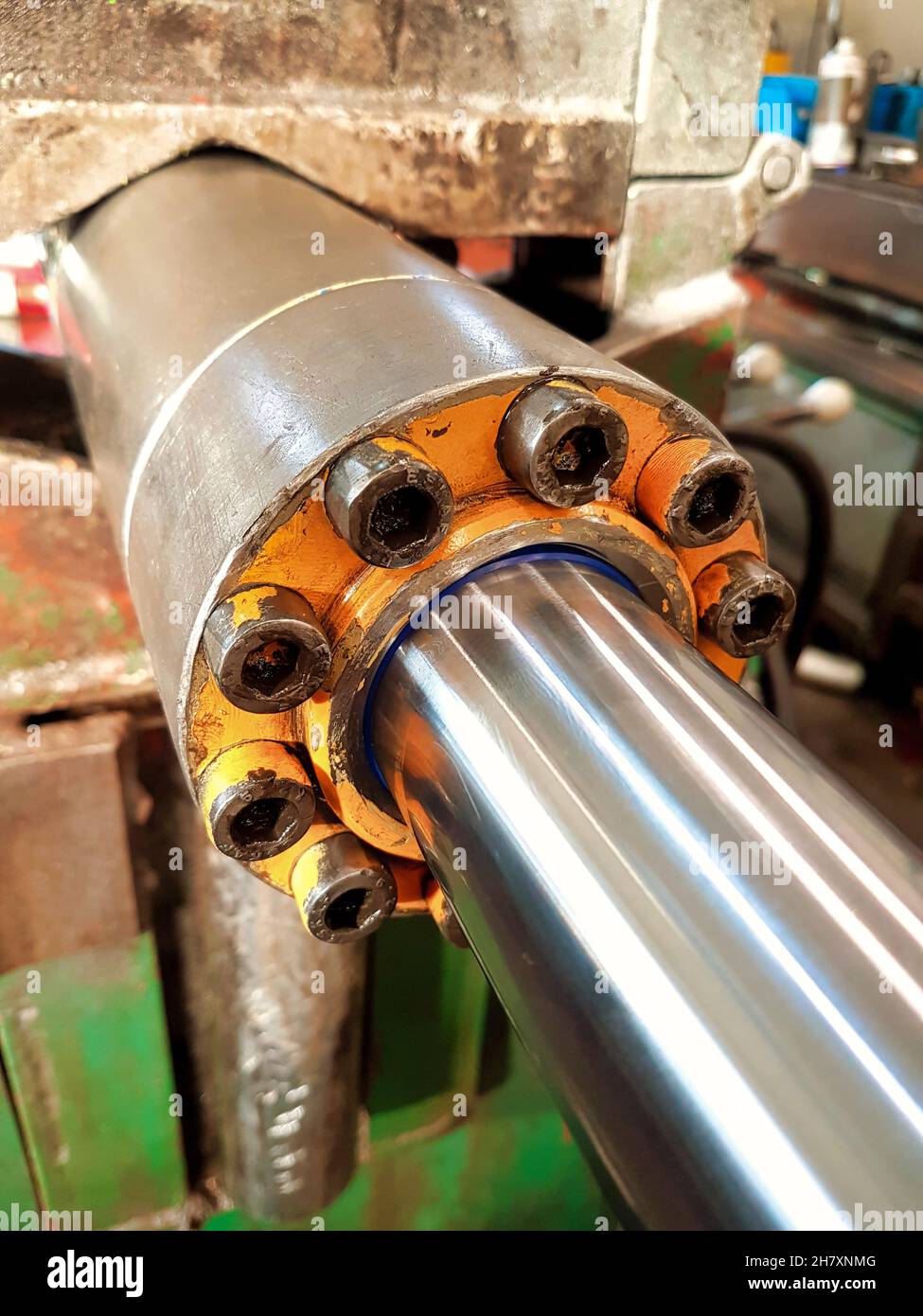 Hydraulic cylinder head - Image Stock Photo - Alamy