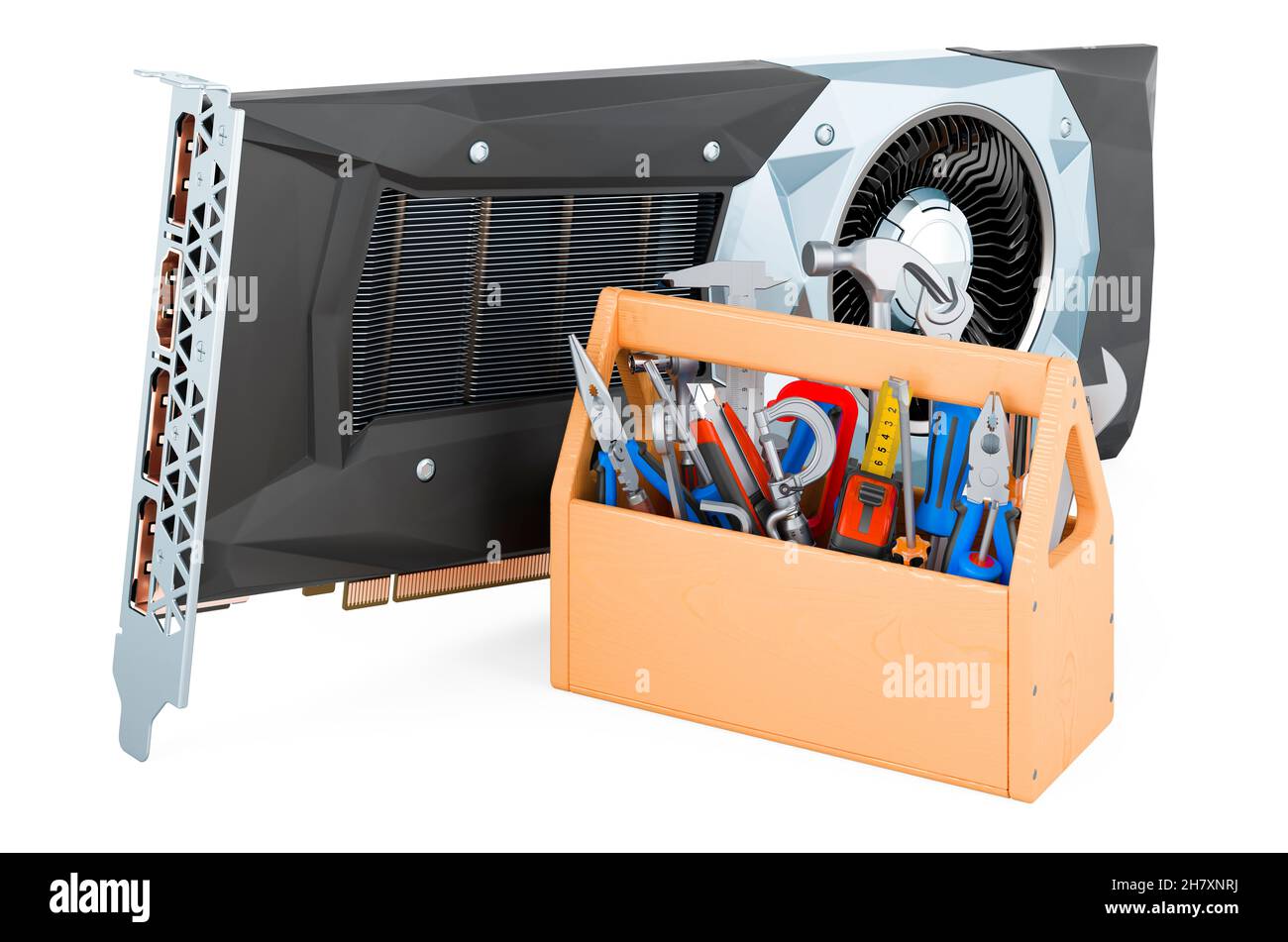 Video card GPU with toolbox. Service and repair of video card GPU, 3D ...