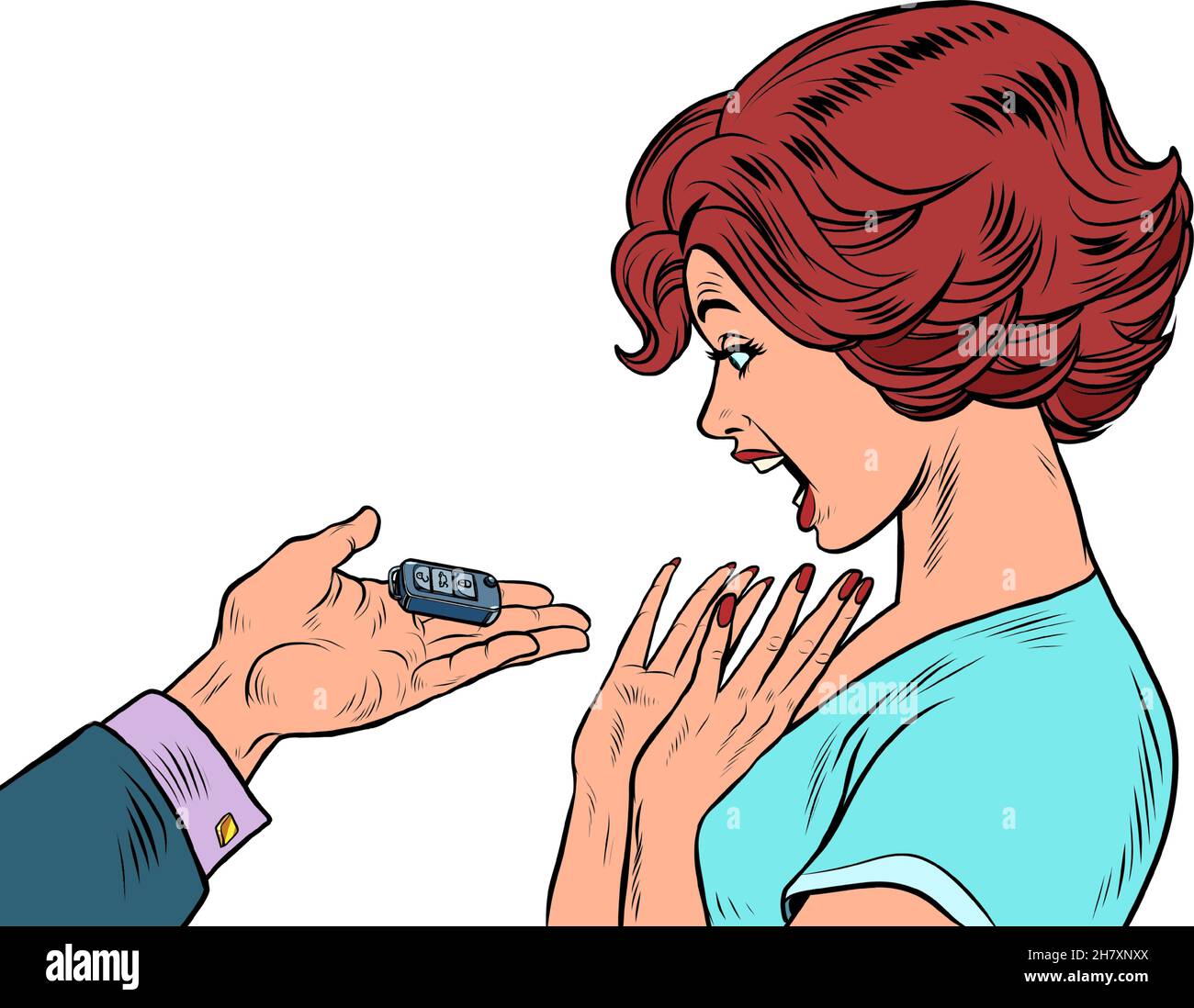 Woman keys new car Stock Vector Images - Alamy